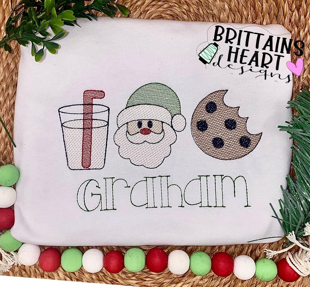 Santa Claus Milk and Cookies Embroidery Design | Holiday Winter Bundle ...