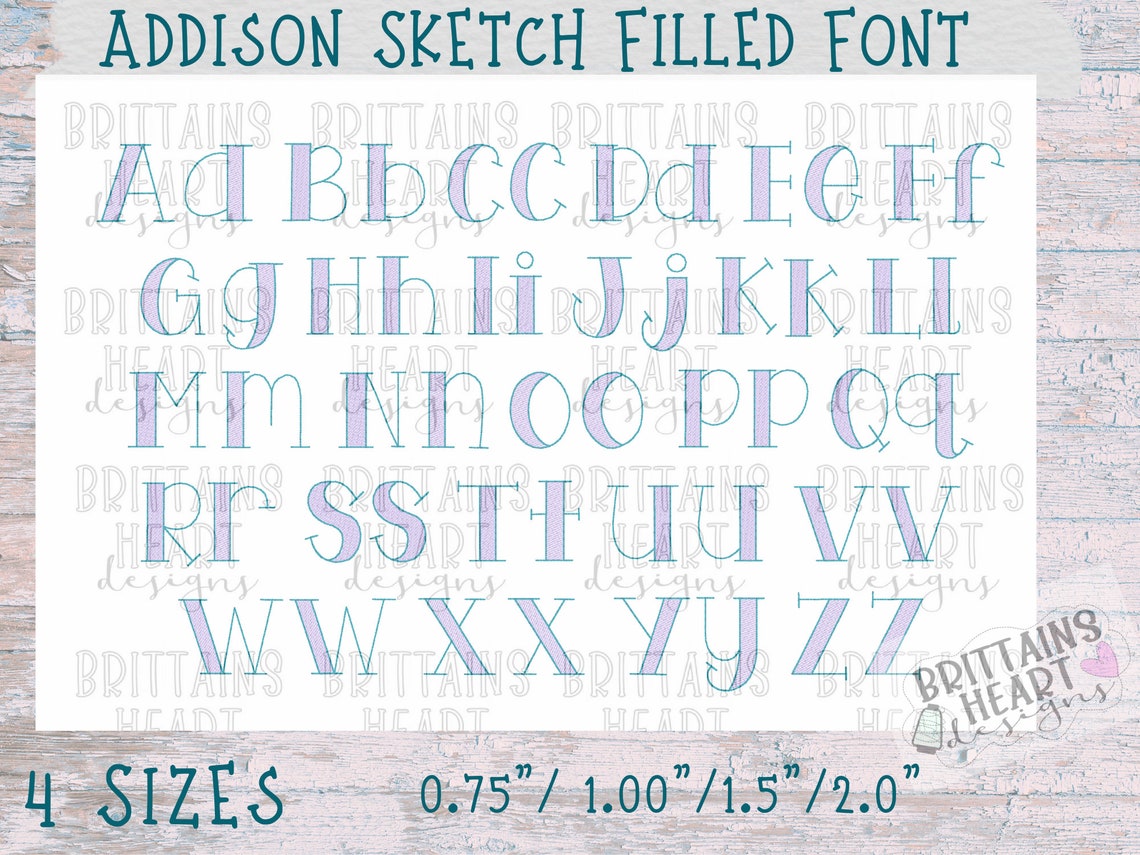 The Addison Font Sketch Fill Bean Stitch Outline Machine - Etsy