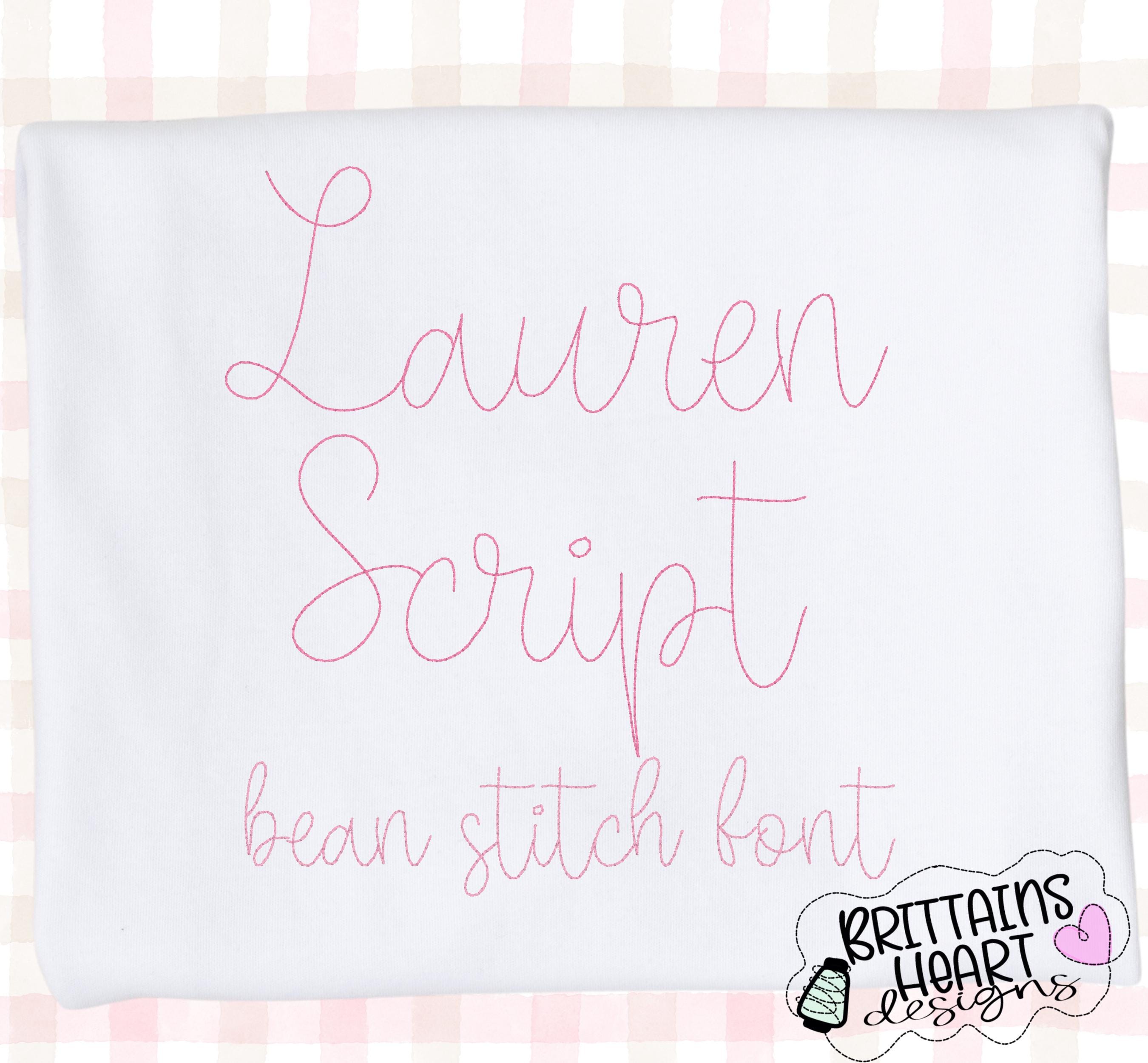 Lauren Script Bean Stitch Cursive Script Embroidery Font Floss Vintage ...