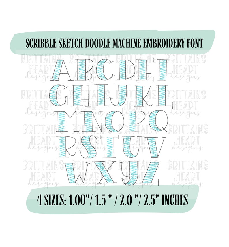 Sketch Doodle Machine Embroidery Font | Light Fill Alphabet (digital ...