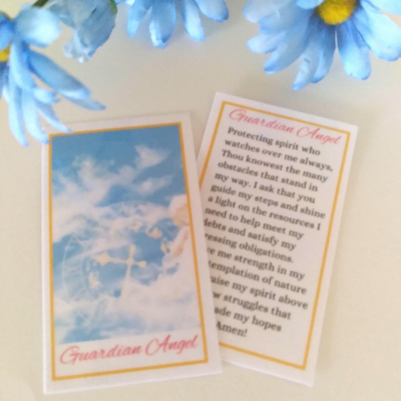 Guardian Angel Prayer Card, Handmade, Spiritual Protection and Guidance ...
