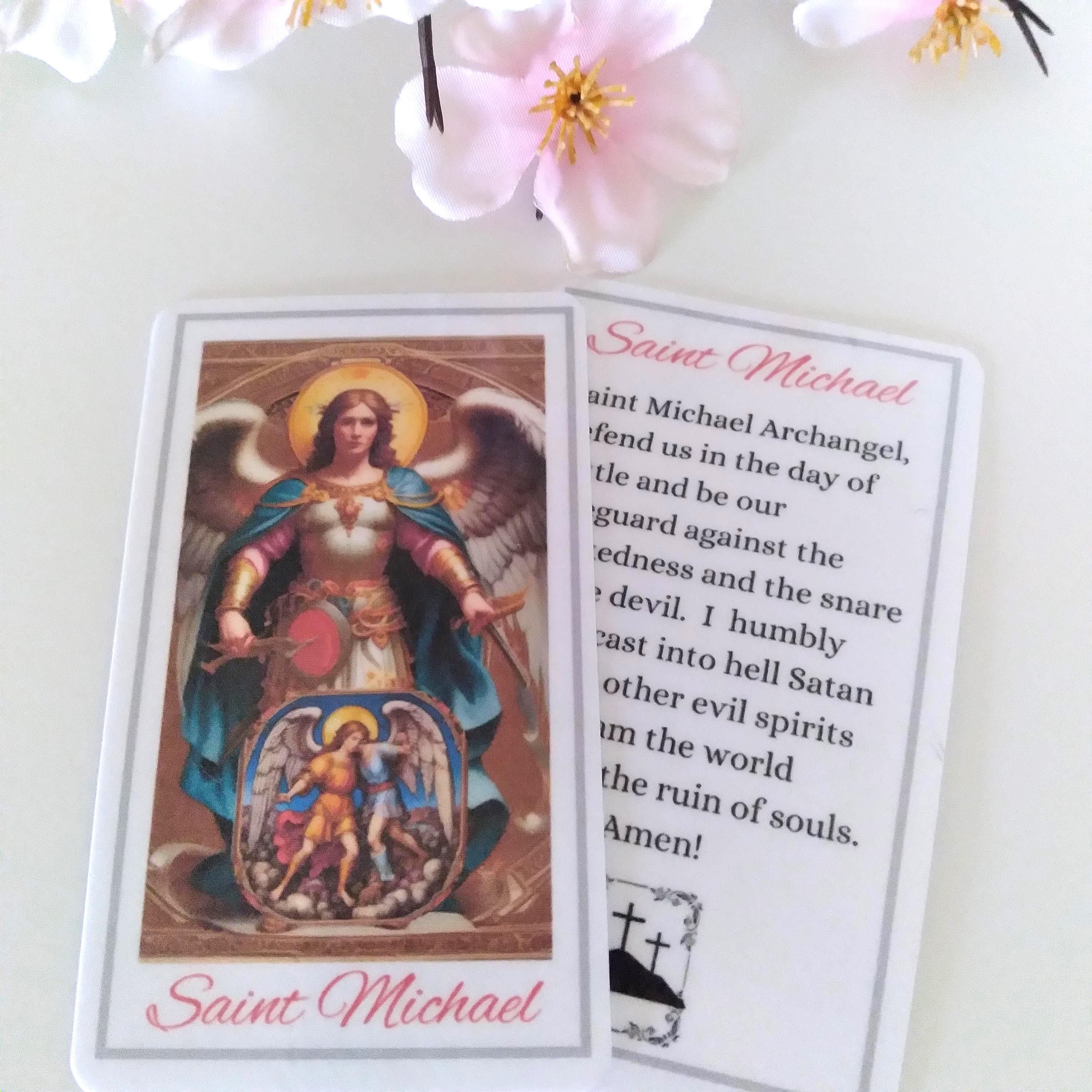 St. Michael Archangel Prayer Card, Handmade Prayer Card for Protection ...