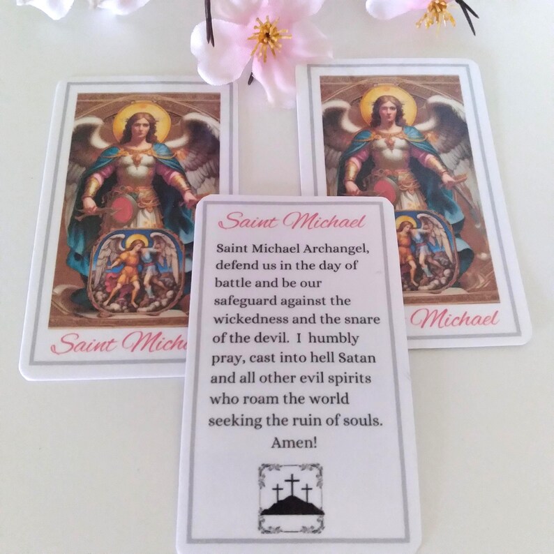 St. Michael Archangel Prayer Card, Handmade Prayer Card for Protection ...