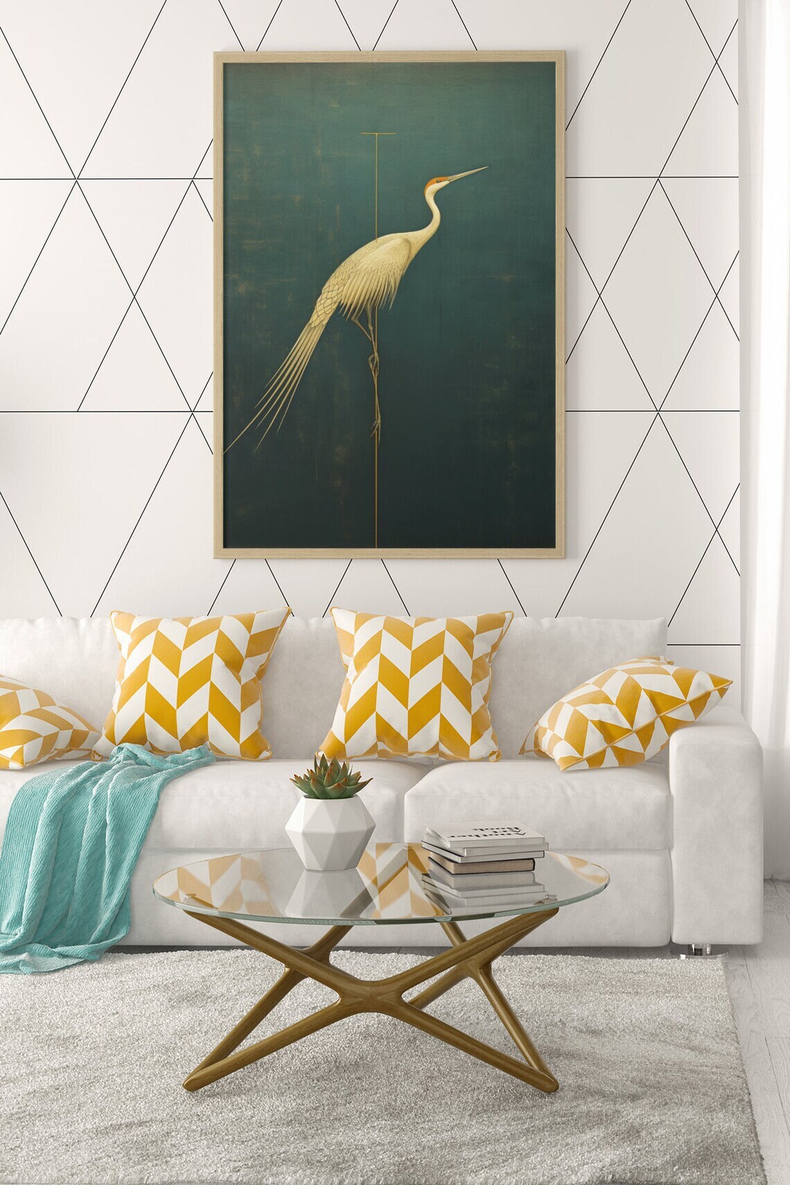 Japanese Wall Art Stunning Crane Illustration Print for a Serene ...