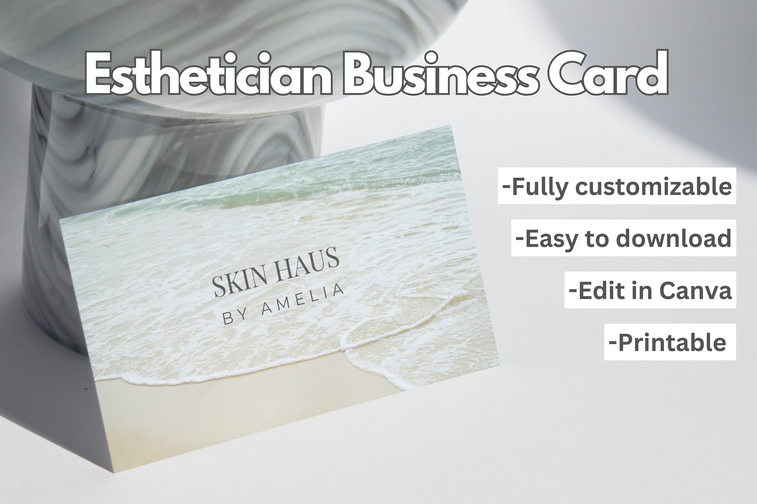 Esthetician Business Card Template, Editable Beautician Aesthetician ...