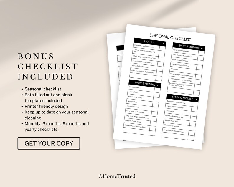 Minimalist ADHD Cleaning Checklist Digital Download PLUS - Etsy