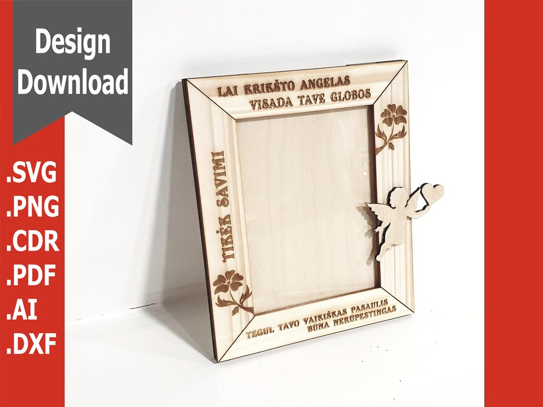 Laser Cut Baby Christening Frame SVG File: 10x15 Photo (digital ...