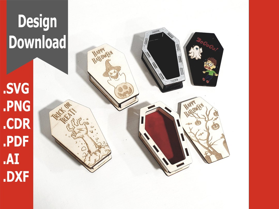 Halloween 4 Coffins Design Bundle for Candy, Funny Gift for Kids, Easy ...