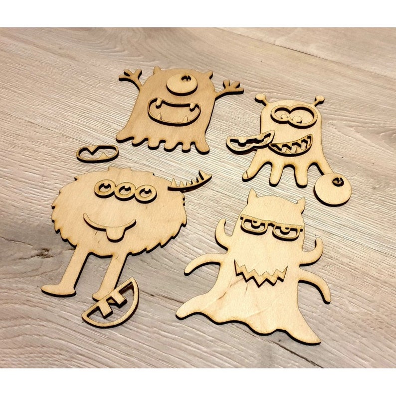 Monsters Laser Cut Template: CNC Vector Art Puzzle (SVG, PDF) - Etsy