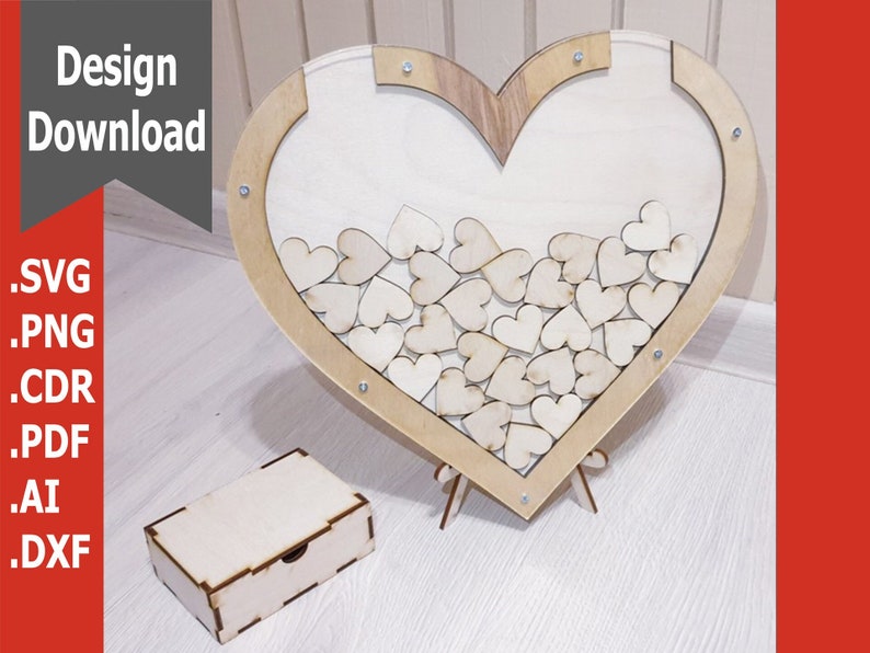 Laser Cut Heart Shape Drop Box Frame Wedding Guest Book - Etsy