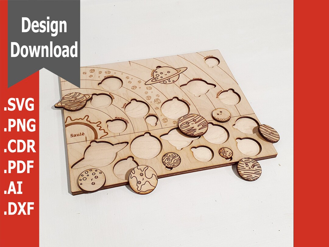 Solar System Laser Cut Toy for Children Education, Puzzle Laser Cut Svg ...