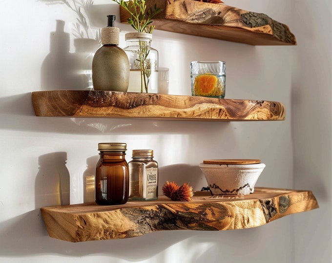 Rustikales Floating Regal Schreibtisch Massivholz Kinderzimmer ...