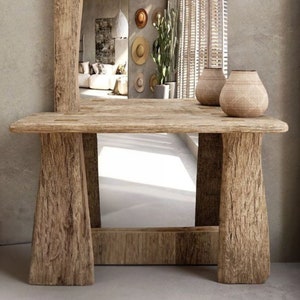 Handmade Rustic Natural Wood Console Table Live Edge Table Reclaimed ...