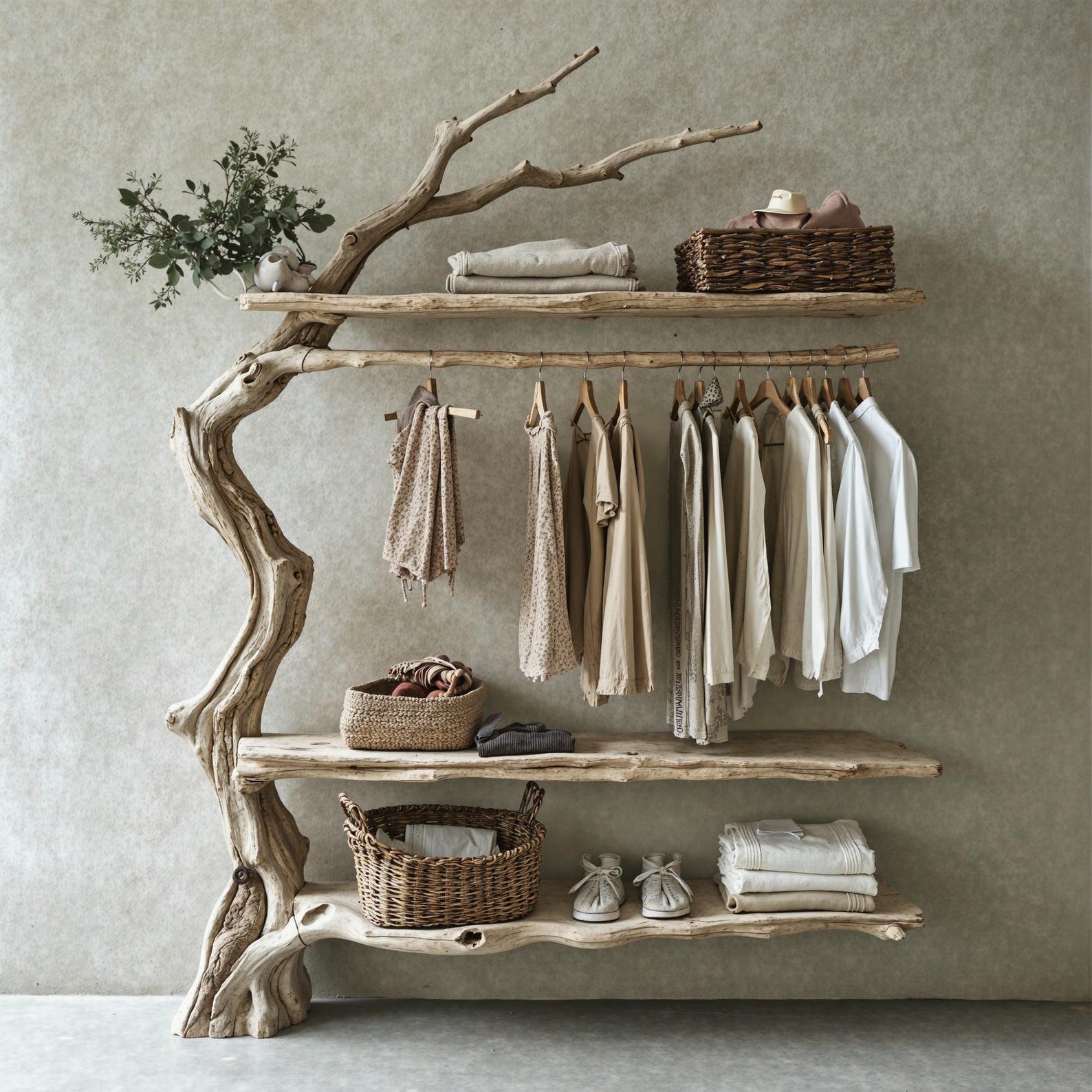 Solid Wood Tree Wall Mounted Coat Rack Tree Branches Art Coat Rack With ...