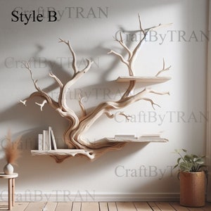 Tree Branch Standing Corner Shelf Solid Wood Live Edge Floating Shelf ...