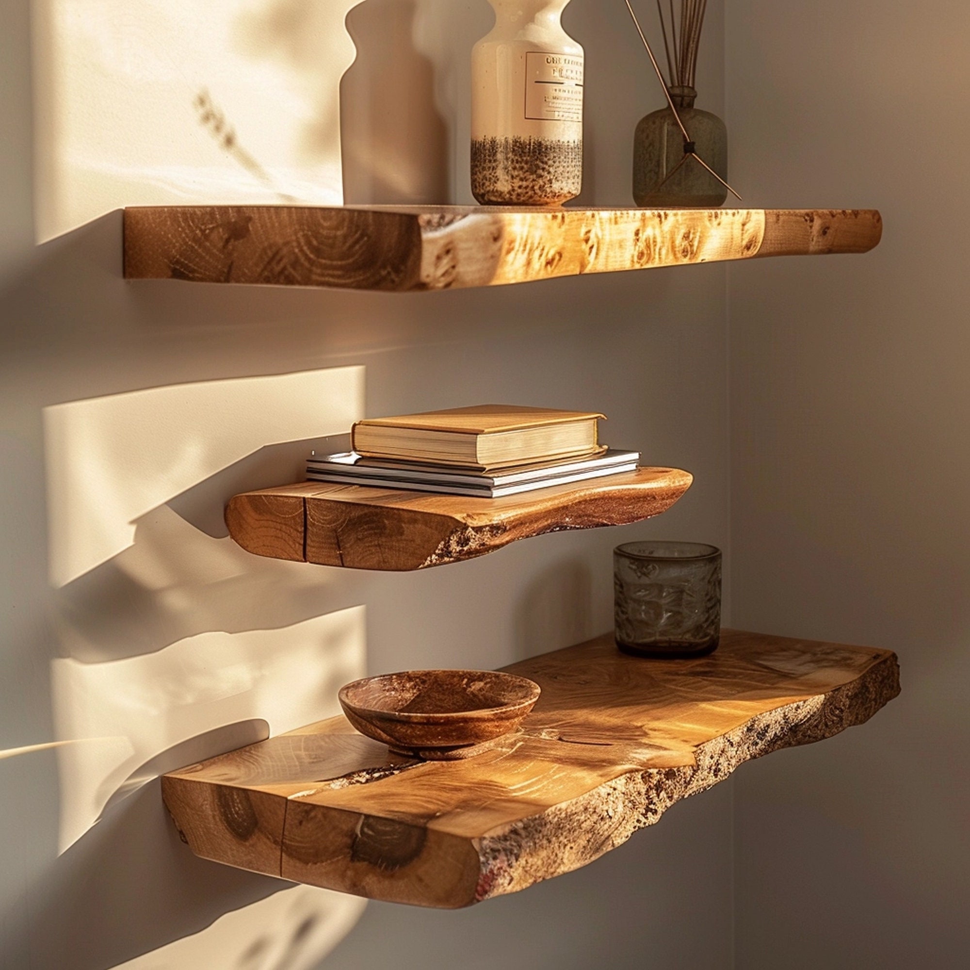 Live Edge Floating Shelf Floating Wall Shelf Live Edge Floating Shelf ...