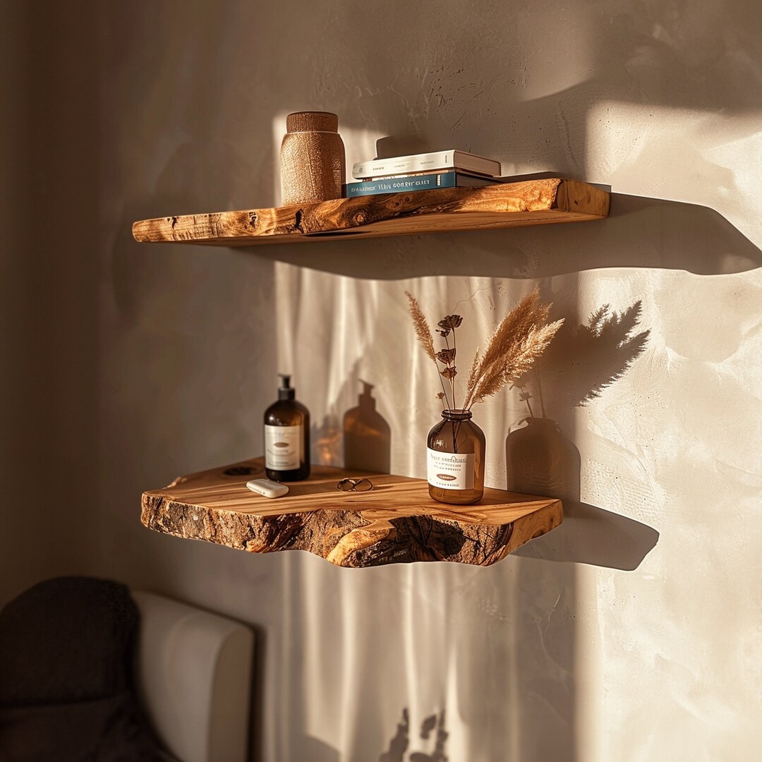 Live Edge Floating Shelf Floating Wall Shelf Live Edge Floating Shelf ...