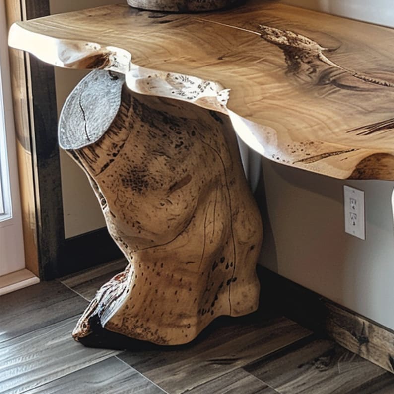 Handmade Rustic Natural Wood Console Table Entry Way Table Custom ...