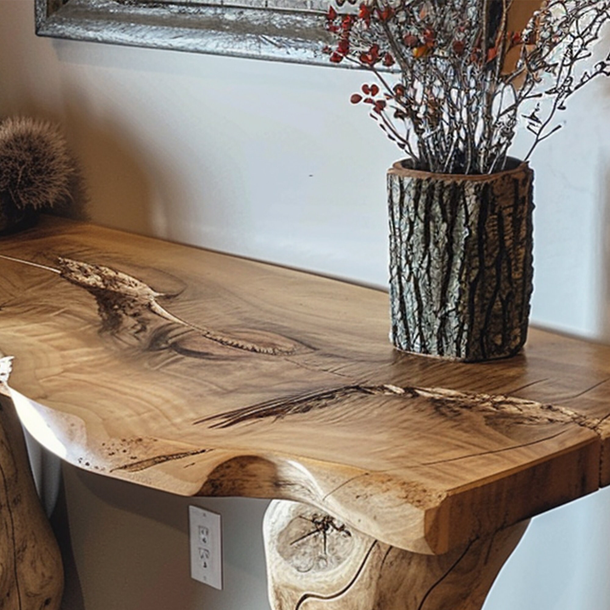 Handmade Rustic Natural Wood Console Table Entry Way Table Custom ...