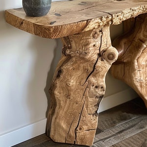 Handmade Rustic Natural Wood Console Table Antique Hall Table Solid ...