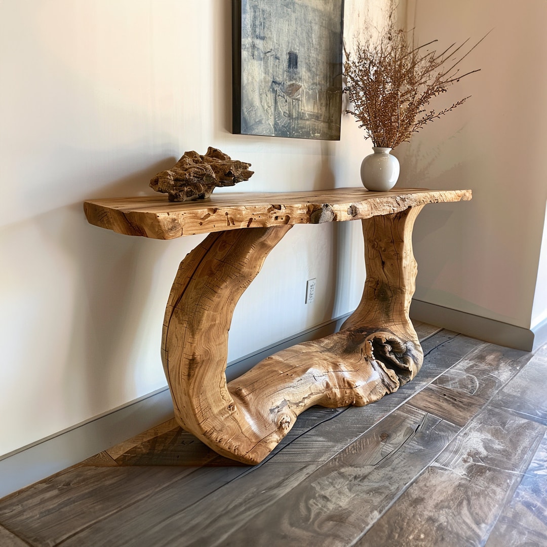 Handmade Rustic Natural Wood Console Table Solid Wood Console Table ...