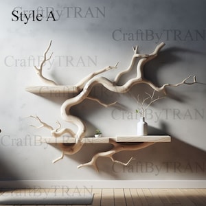 Tree Branch Standing Corner Shelf Solid Wood Live Edge Floating Shelf ...