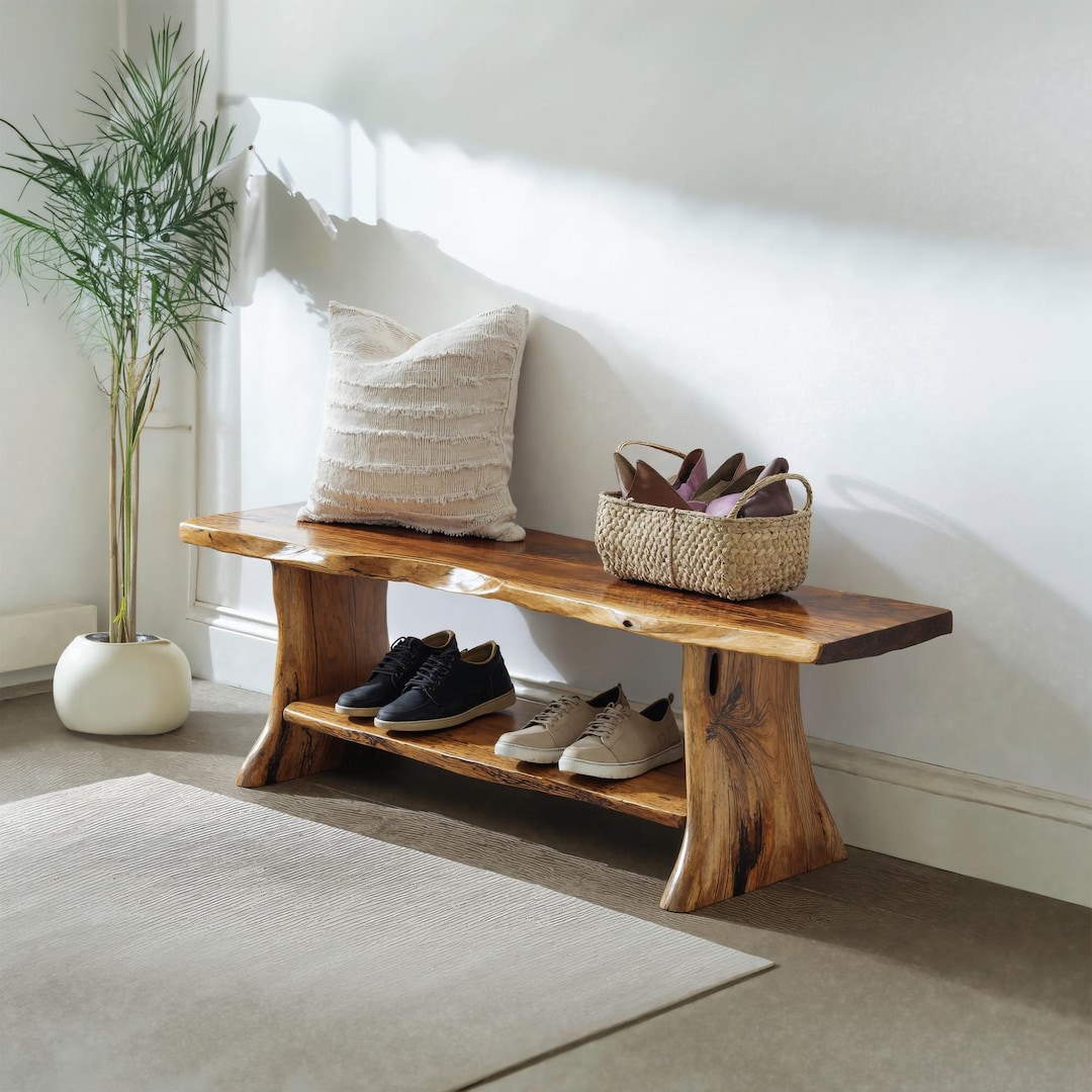 Hallway Bench Shoe Rack Open Shelves Organiser Storage Space, Custom ...