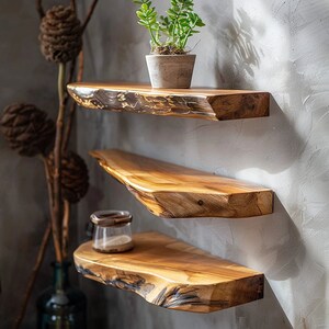 Live Edge Floating Shelf Floating Wall Shelf Live Edge Floating Shelf ...