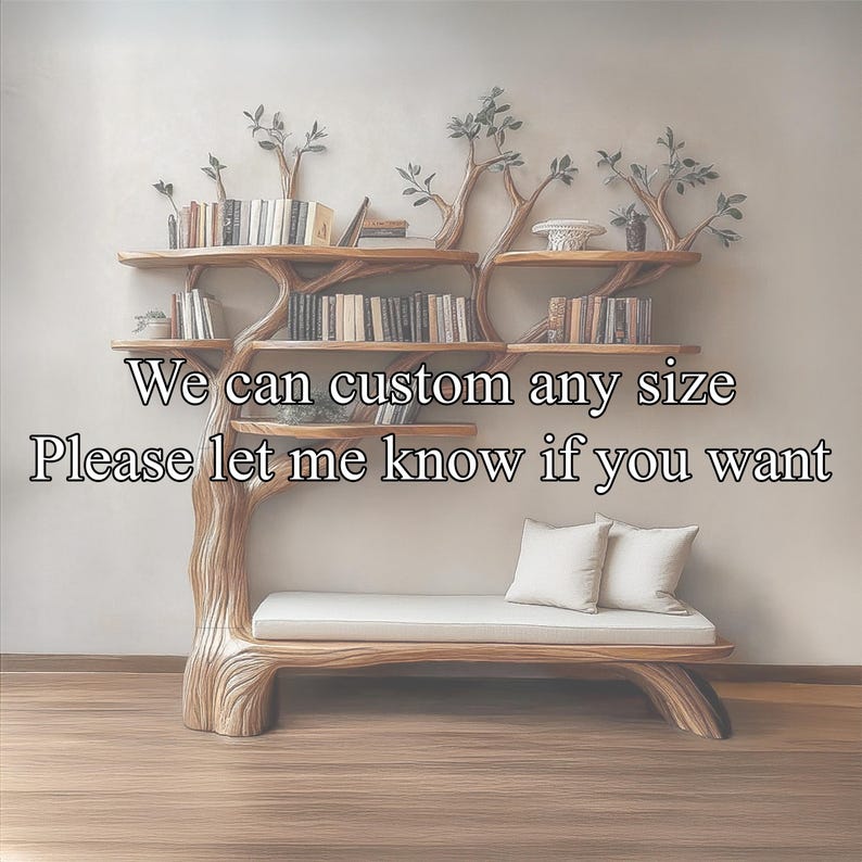 Rustic Tree Bookshelf Wood Bench Branches Wall Art Rustic Furniture ...