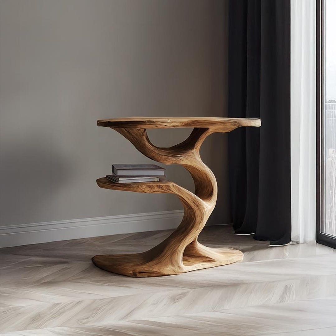 Solid Wood Beside Table Rustic Farmhouse End Table Unique Nightstand for Bedroom Decor and ...