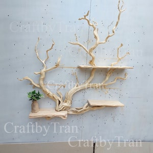 Tree Branch Standing Corner Shelf Solid Wood Live Edge Floating Shelf ...