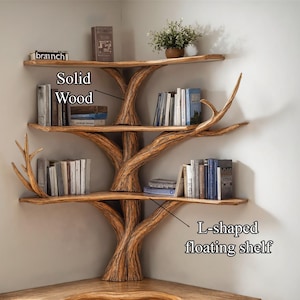 Tree Bookshelf With Corner Bench Lshaped Bench Driftwood Branch Tree ...