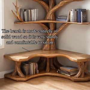 Tree Bookshelf With Corner Bench Lshaped Bench Driftwood Branch Tree ...