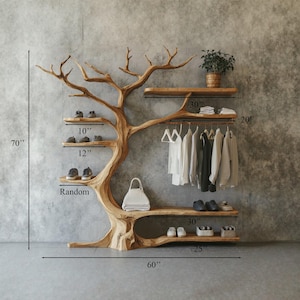 Driftwood Coat Rack Wall Mount Tree Branch Coat Rack Modern Shoe Rack ...
