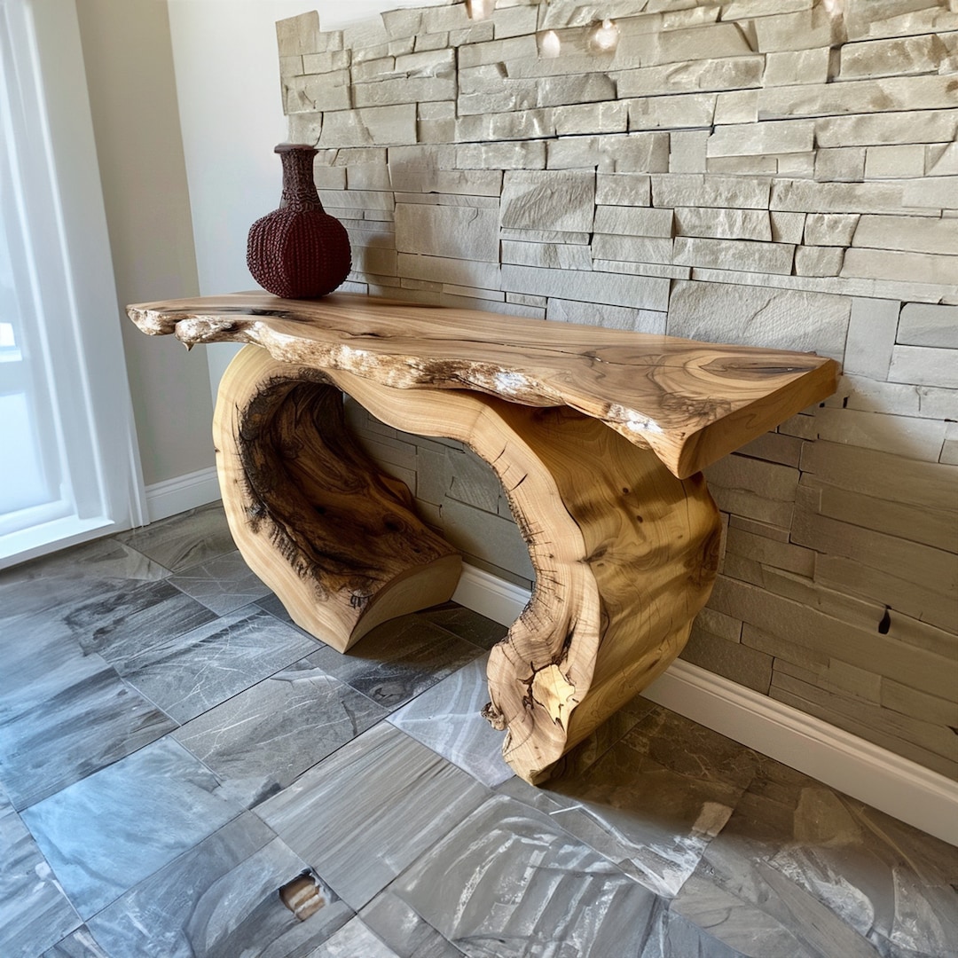 Handmade Rustic Natural Wood Console Table Farmhouse Table Solid Wood ...