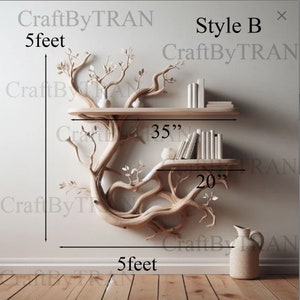Tree Branch Floating Corner Shelf Driftwood Mini Bookcase Bookshelf ...