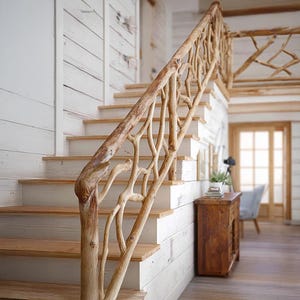Custom Elegant Wooden Branch and Leaf Stair Railing Custom Stair ...
