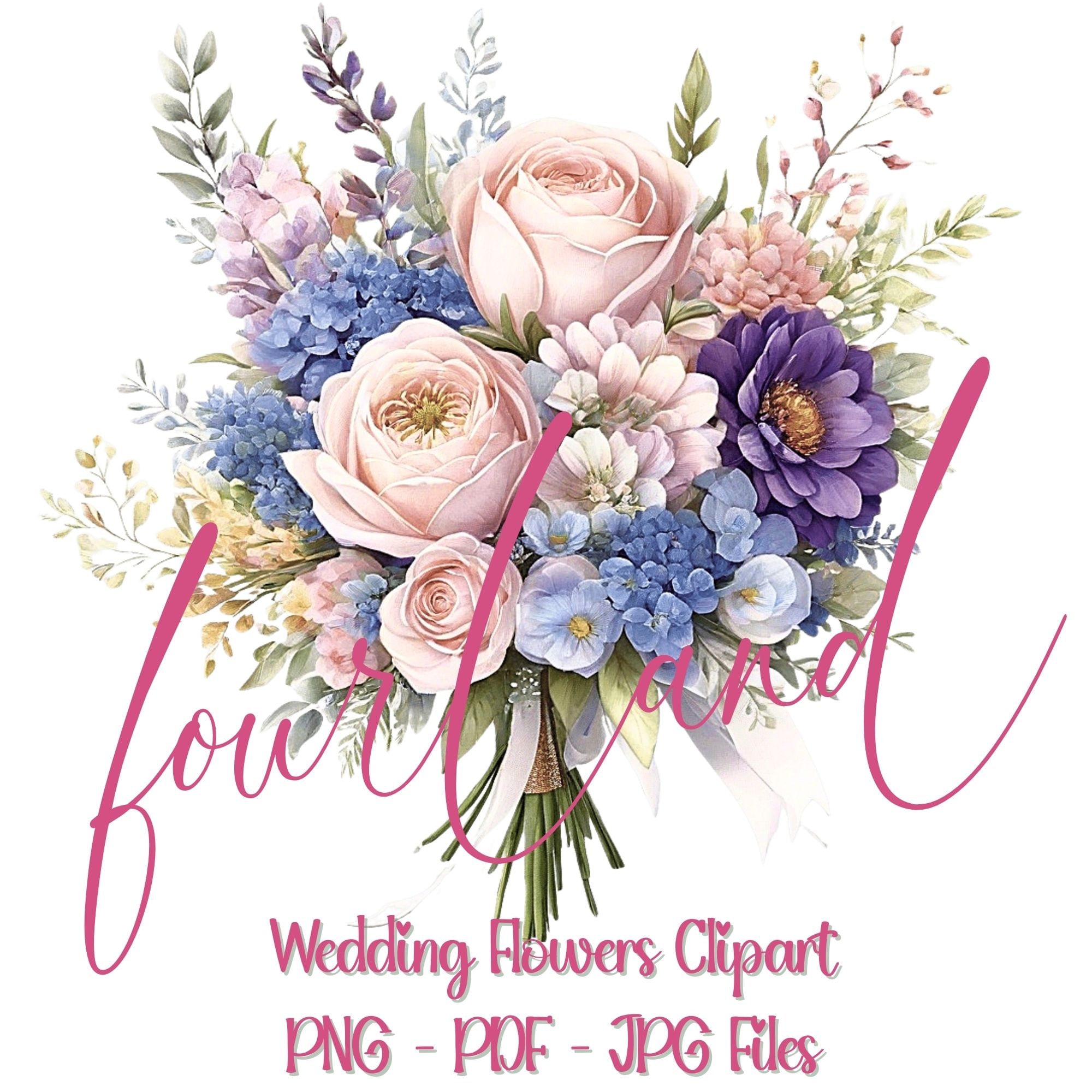 Wedding Flowers Clipart, 12 High Quality PNG - PDF - JPG, Digital ...