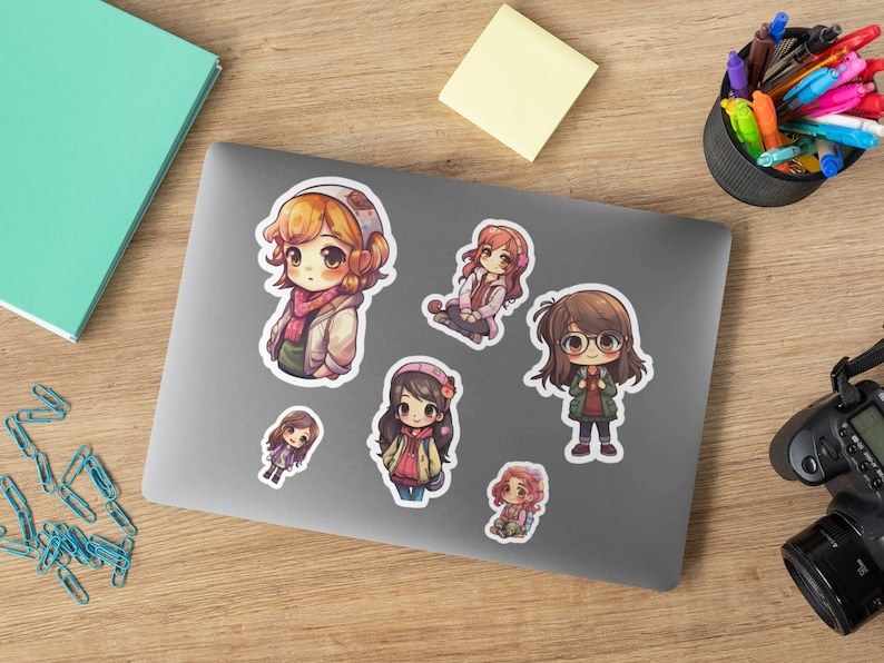 Cute Chibi Girl Sticker Bundle Kawaii Anime Sticker Sheet Etsy