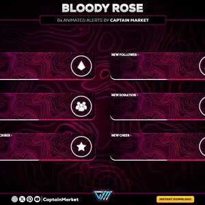 Rose Topography Animated Stream Overlay Package for Twitch,youtube,kick ...