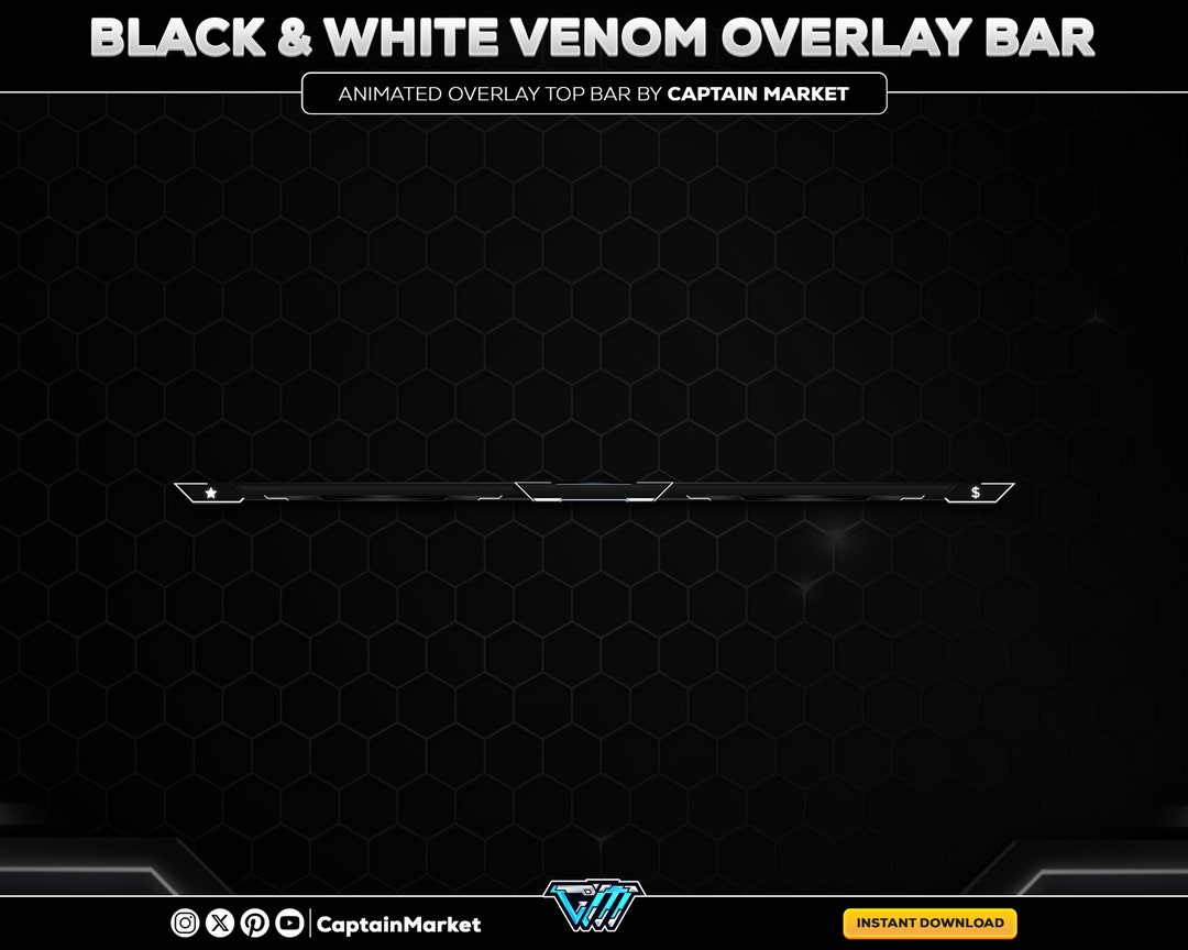 Black and white Animated Stream Overlay Label Bar for twitch,youtube ...