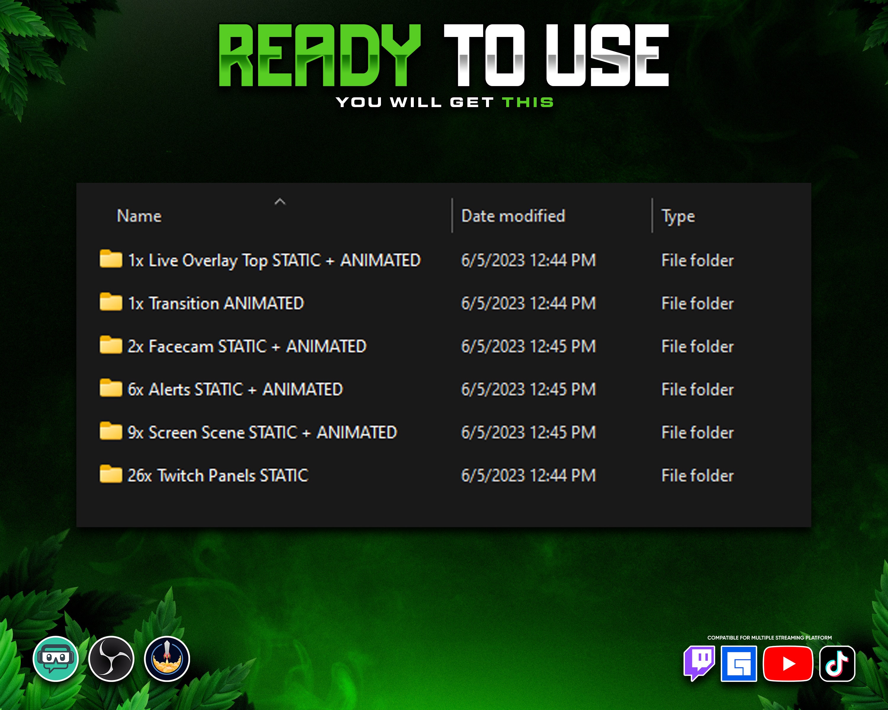 GREEN Animated Stream Overlay Pack Marijuana Twitch Overlay - Etsy ...