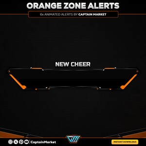 6x Orange Zone Animated Stream Alerts Overlay Pack for Twitch,kick ...