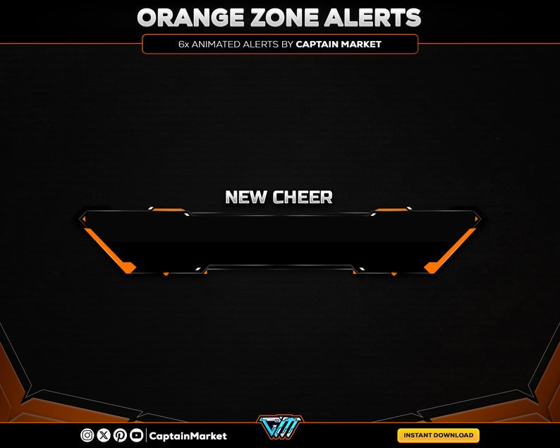 6x Orange Zone Animated Stream Alerts Overlay Pack for Twitch,kick ...