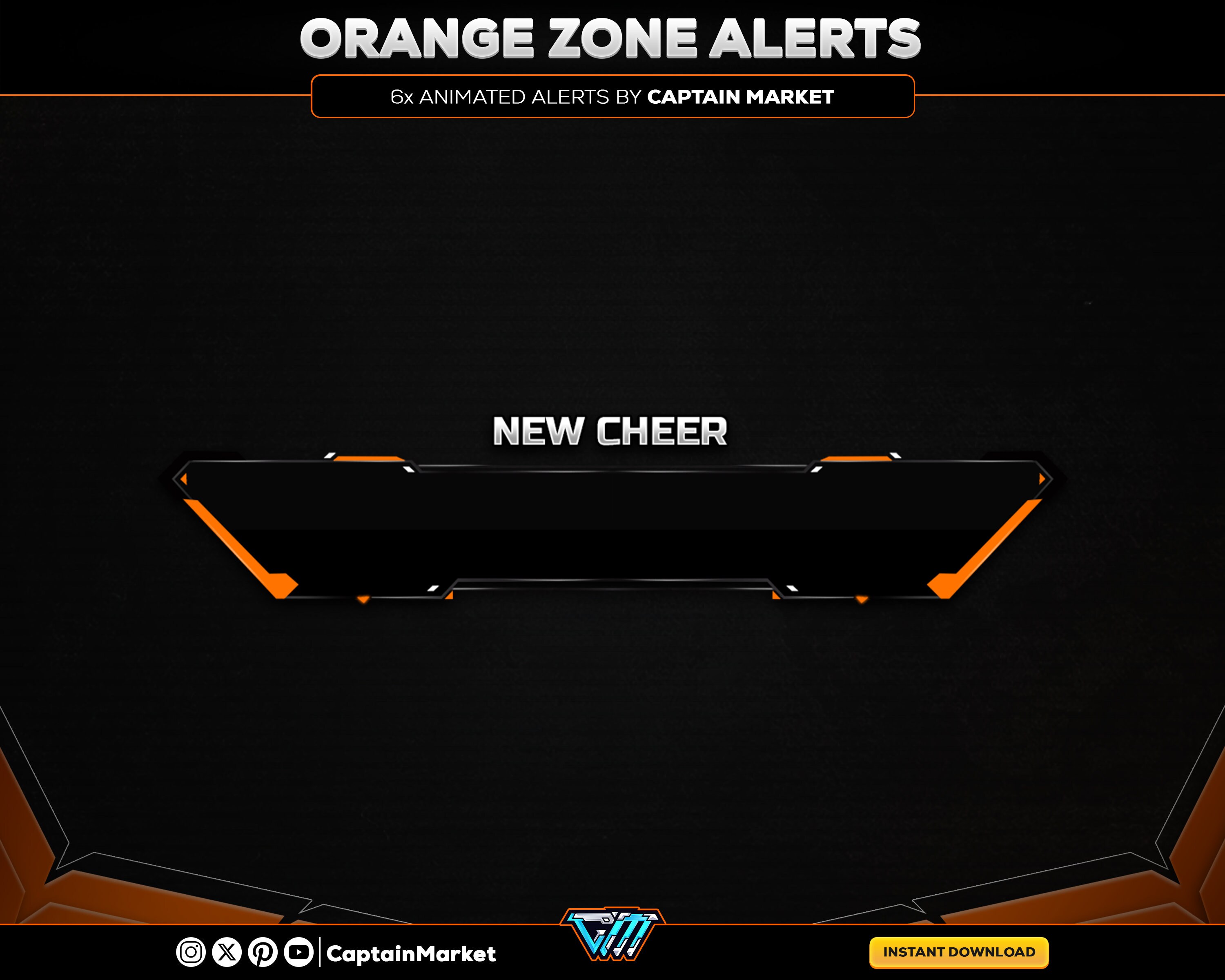 6x Orange Zone Animated Stream Alerts Overlay Pack for Twitch,kick ...