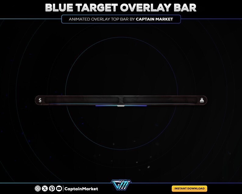 Blue Animated Stream Overlay Label Bar for Twitch,youtube,kick Modern ...