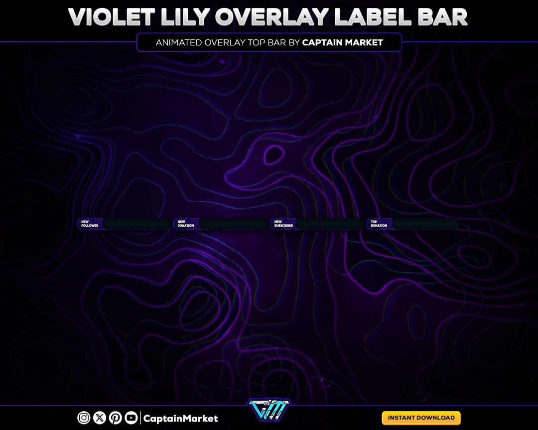 4x Topography Animated Stream Overlay Label Bar for Twitch,youtube,kick ...
