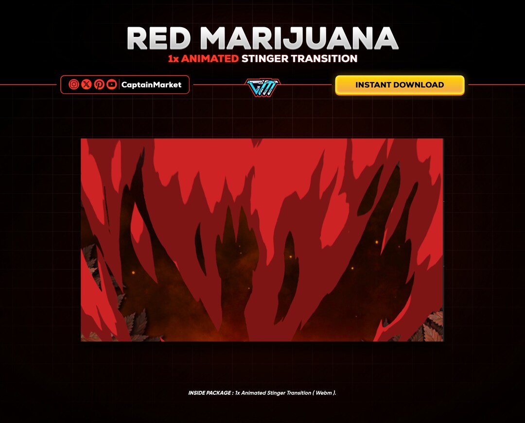 1x Red Marijuana Animated Stream Stinger Transition for Twitch,kick ...