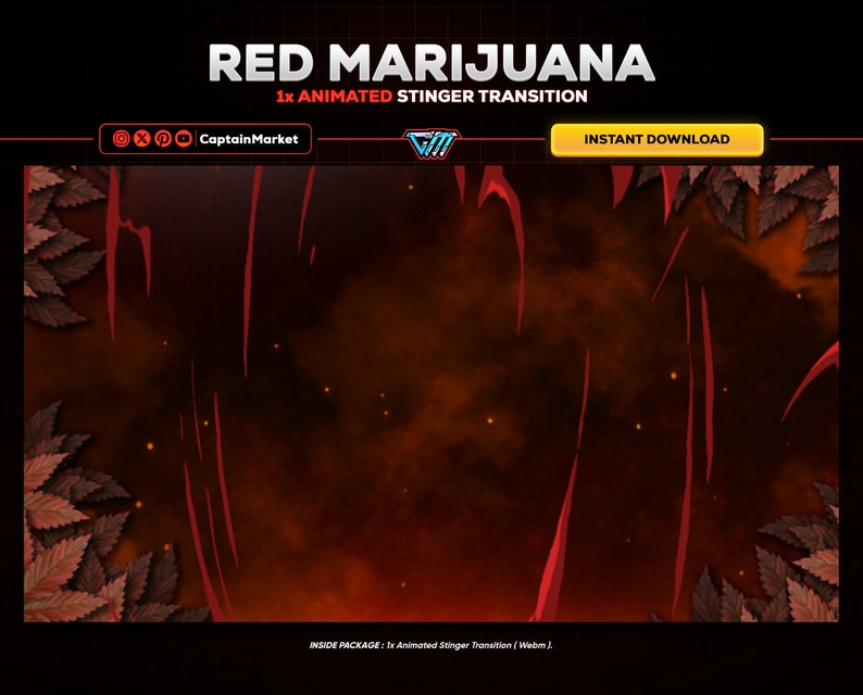 1x Red Marijuana Animated Stream Stinger Transition for Twitch,kick ...