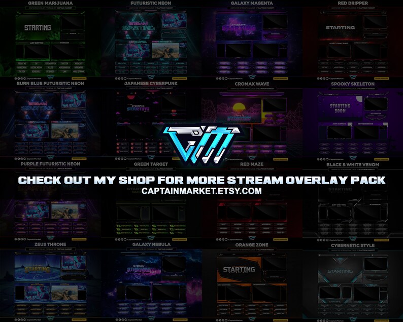 Purple Japanese Animated Stream Overlay Package for Twitch,youtube,kick ...
